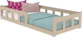 Benlemi Nízké jednolůžko FENCE 4v1 se zábranou 120x200 cm + matrace ADAPTIC Zvolte barvu: Béžová, Zvolte zábranu: S jednou zábranou vlevo
