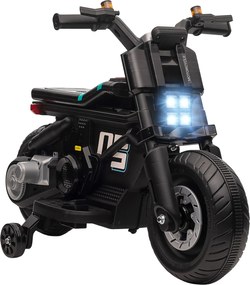 HOMCOM 6V Elektrická motocyklistika pro děti s koly, houkačkou, 4 světlomety a hudbou, Elektrický skútr pro děti 3-5 let z PP a kovu, Rychlost 3 km/h,