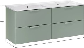 Závěsná skříňka Aster Lava se zápustnými umyvadly 120 cm zelená/bílá
