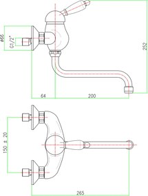Sapho Kirké White KI15BC dřezová baterie nástěnná 150 mm páková