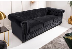 Massive home | 3místná pohovka CHESTERFIELD 205cm, sametová černá