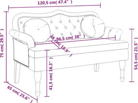 vidaXL Lavice s polštáři 120,5 x 65 x 75 cm samet [372140] Barva: Tmavě šedá