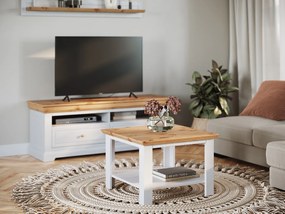 Bílý nábytek Konferenční stolek Marone Elite, dekor bílá-dřevo, masiv, borovice
