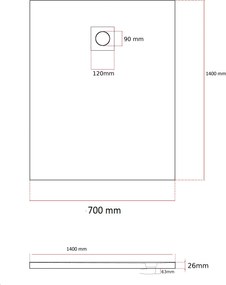 Gamma Erga Oldaf, SMC obdélníková sprchová vanička 140 x 70 cm, bílá matná, ERG-GMA-OL-70140