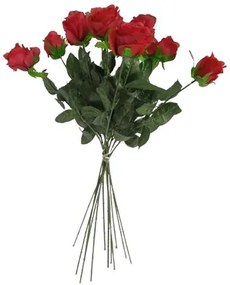 Umělá kytice Růží červená, 67 cm, 12ks