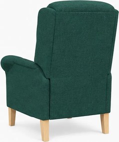 křeslo relaxační, odpočinkové, ušák, dřevo/textil, 101x95x75 cm, přírodní/tmavě zelená, Dekorino KR20260038