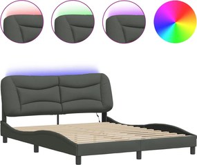 Rám postele s LED bez matrace Hvar Tmavě šedá 160x200 cm Látka 3213712