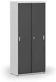 Skříň se zasouvacími dveřmi PRIMO WHITE, 1781 x 800 x 420 mm, bílá/grafit