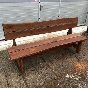 KULHÁNEK Zahradní lavice s opěradlem - rustikální Délka: 160 cm, Odstín nátěru: olej - palisandr