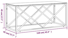 Konferenční stolek 110 x 45 x 45 cm nerezová ocel a sklo - Default Title