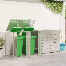 Úložný box na 3 popelnice Nerezová ocel Stříbrná 3394790