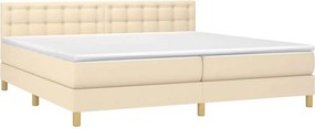 Box spring postel s matrací a LED krémová 200x200 cm textil 3134066