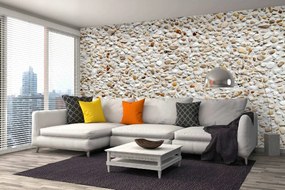 DIMEX | Samolepicí vliesová fototapeta na zeď Štěrková kamenná zeď MA-5-2366 | 375 x 250 cm | červená, bílá, oranžová, hnědá