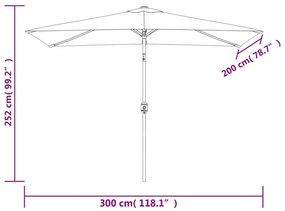 vidaXL Zahradní slunečník s kovovou tyčí 300 x 200 cm antracitový