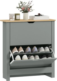HOMCOM Botník se 2 sklápěcími přihrádkami, nastavitelná přepážka pro 8-12 párů bot, 72 x 26 x 80 cm, světle šedý