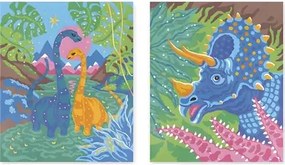 JANOD Malování podle čísel Dinosauři / Kreativní sada / 2 obrázky / 19