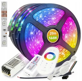 BERGE LED pásek RGB 20m + dálkové ovládání + napájecí zdroj