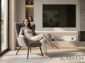 Relaxační křeslo ušák LIKAM - šedá látka