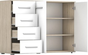 IDZ Komoda FRIDA 2D4S 01, 135 cm Bílá / Dub Sonoma