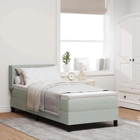 Postel s boxspringem s čelo Světle šedá 200 x 80 cm samet 3341492
