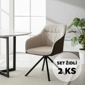 Set - 2 ks Jídelní židle AVENBERG LARO – otočná, béžovo-hnědá