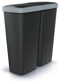 Odpadkový koš DUO černý, 50 l, šedá / černá