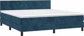 Box spring postel s matrací a LED tmavě modrá 180x200 cm samet 3134301