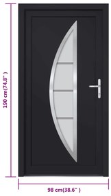 Vchodové dveře antracitové 98 x 190 cm PVC,  3187880