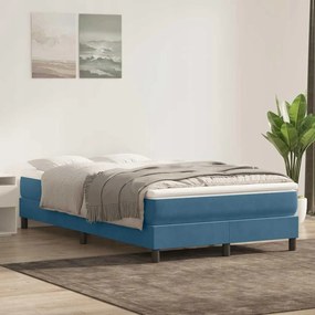 Box Spring Postel S Matrací Tmavě Modrá Samet Tmavě Moddrá 120 x 210 cm 2