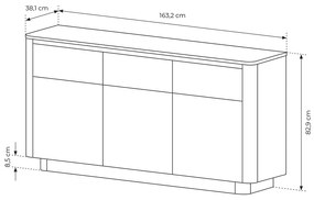 TORRO d | komoda 163 3D3S | 163 cm | dub cremona/černá