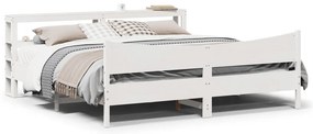 Rám postele s čelem bílý 200 x 200 cm masivní borové dřevo 3306292