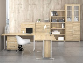 FALCO Knihovna Office 80400/102 dub sonoma/sklo