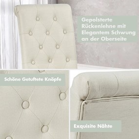 Costway Sada 2 knoflíkových všívaných jídelních židlí Polstrované látkové židle
