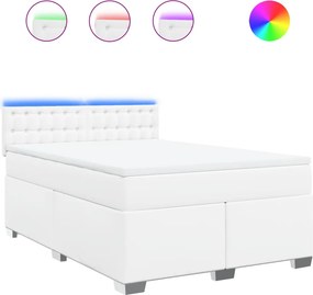 Box spring postel s matrací bílá 140 x 190 cm umělá kůže 3288421