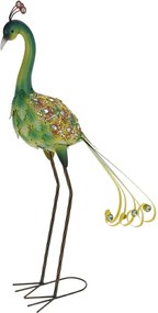 Zahradní kovová figurka Peafowl, 80 cm, zelená