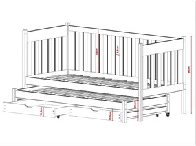 Legno Dětská rozkládací postel Karla grafit Rozměr (cm): 80x200