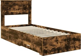 Rám postele s čelo Kouřový dub 100 x 200 cm Kompozitní dřevo 3410023