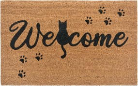 Hanse Home, Rohožka Welcome (kočka) 105666 - na ven i na doma, 45x75, hnědá, chodba / předsíň