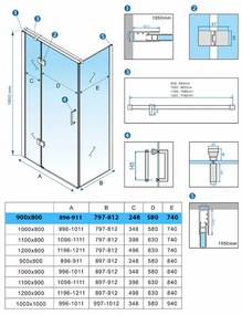 BPS-koupelny Obdélníkový sprchový kout HYD-OK02A 90x80 černý/transparent - bez vaničky