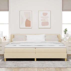 Postel s boxspringem s čelo Krémová 200 x 200 cm textil 3340239