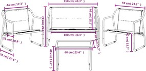 vidaXL 4dílná zahradní sedací souprava s poduškami antracitová ocel [3186934]