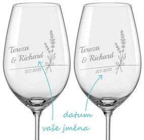 Svatební skleničky na víno Levandule, 2 ks