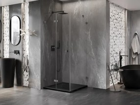 Mexen Lunar-F, sklápěcí sprchový kout levý 70 x 70 cm, 8mm čiré sklo, profil grafit broušený, 836-070-070-66-00-L