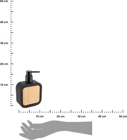 Dávkovač mýdla Tempesti, černá/s dřevěnými prvky, 350 ml