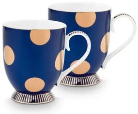 Pip Studio Dot Delight Navy-Gold sada 2ks hrnků 380ml, modro-zlatá