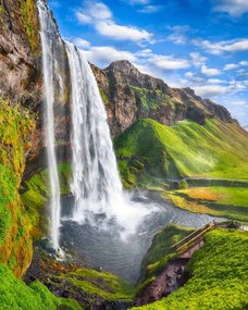 Umělecká fotografie Fantastic Seljalandsfoss waterfall, Pilat666, (30 x 40 cm)