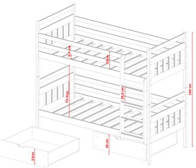 Dětská patrová postel 90 cm Aras (bílá) (s rošty). 615001