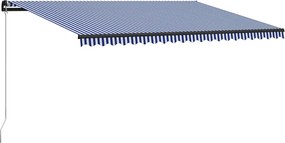 vidaXL Ručně zatahovací markýza 500 x 300 cm [3051241] Barva: Modro-bílá