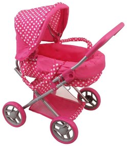BABY MIX Hluboký kočárek pro panenky Baby Mix puntíkovaný růžový