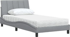 Postel s matrací Hanko světle šedá 100 x 200 cm textil 3310510